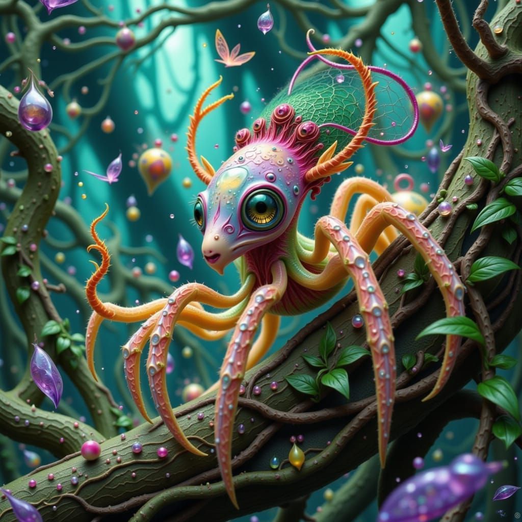 Whimsical Octo-Spider Creature in Dreamlike Fantas... - AI Art