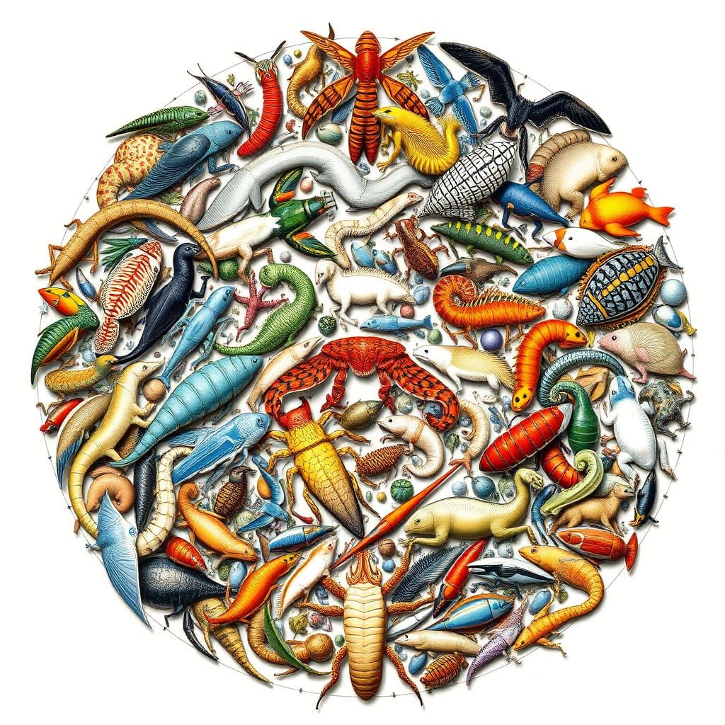 A miniature, intricately detailed illustration of a multitude of ...