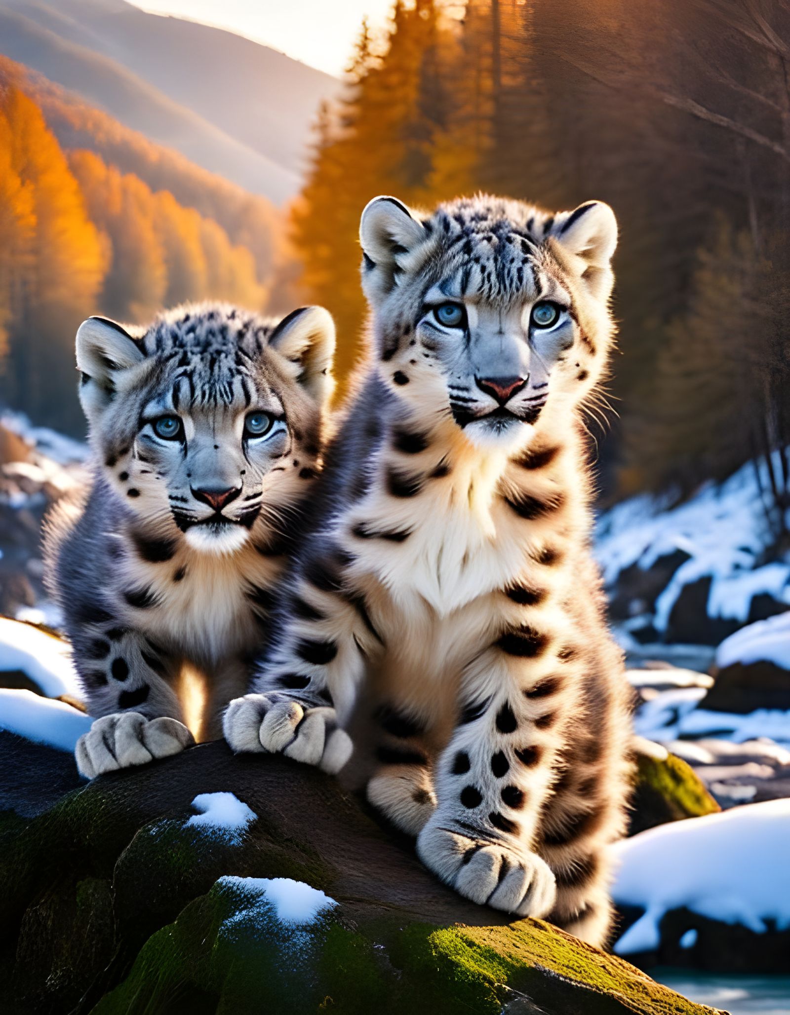 Cute Little Snow Leopards - AI Generated Artwork - NightCafe Creator