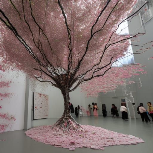 Photo of a giant cherry blossom tree installation art piece made from ...