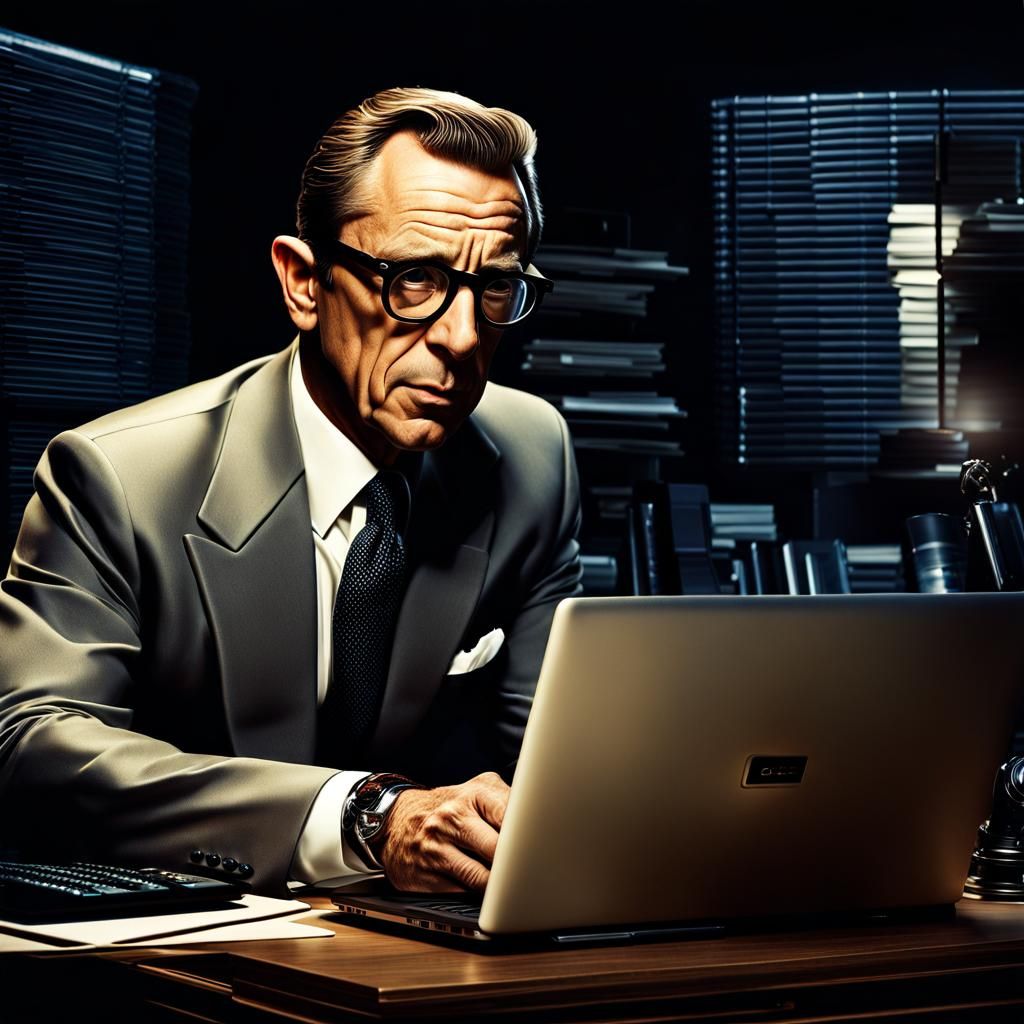 a man (a mix of Humphrey Bogart and Daniel Craig and Senator Everett ...