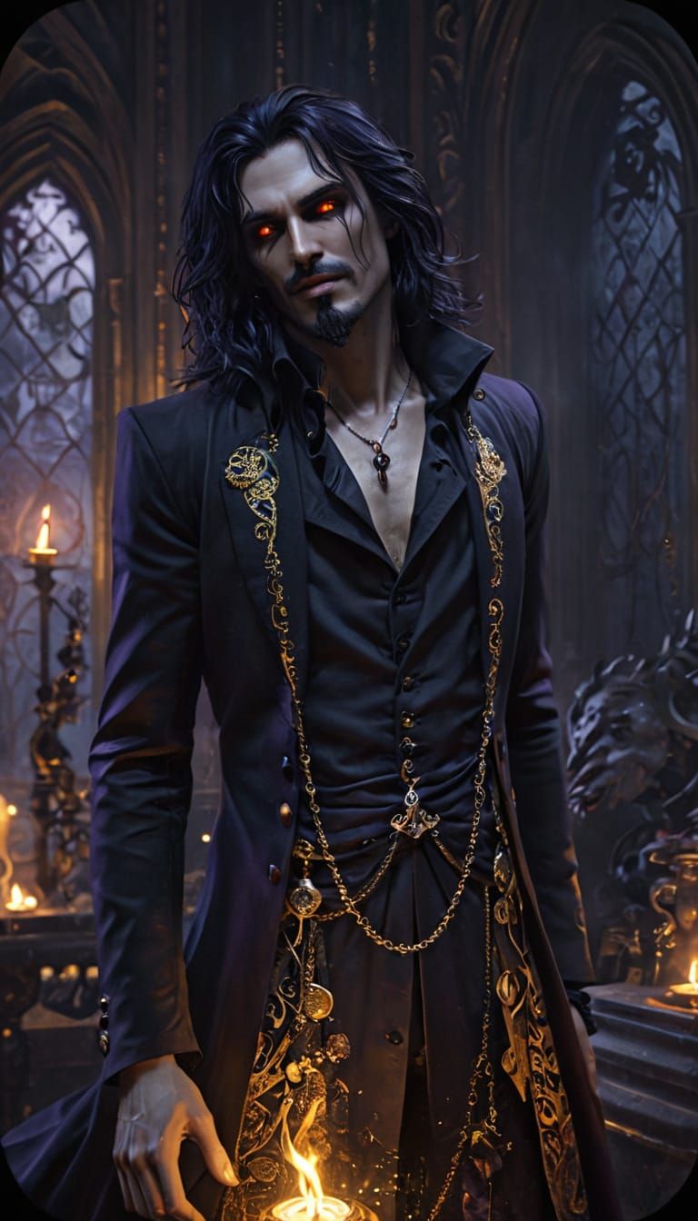 Dark Fantasy Vampire Concept Art in Cyberpunk Styl... - AI Art