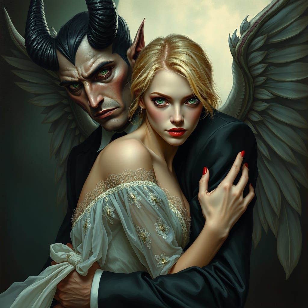 Otherworldly Aura - Chiaroscuro Demon Embracing an Ethereal ...