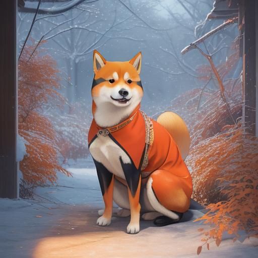 shiba traditional fabric costume orange winter - AI Generated Artwork ...