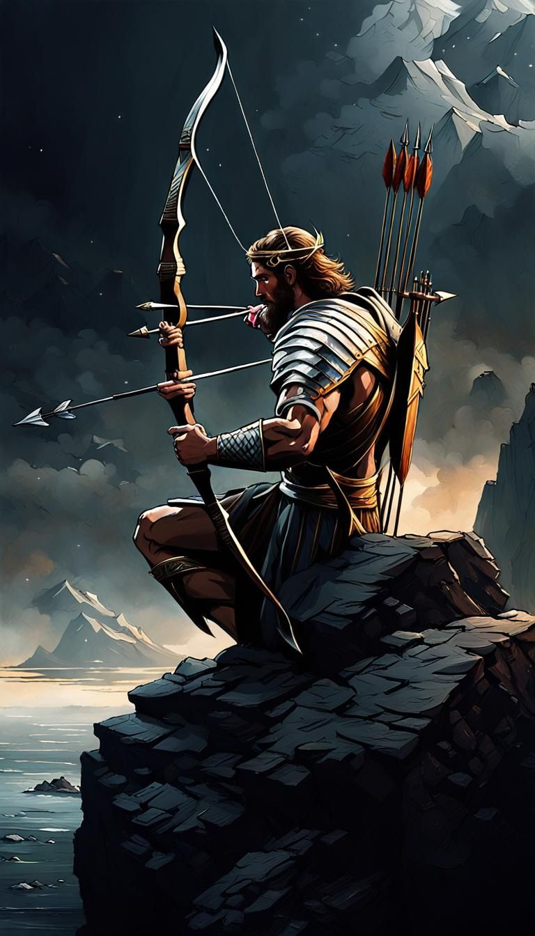 Apollo heard his prayer. He came down furious from the summits of ...