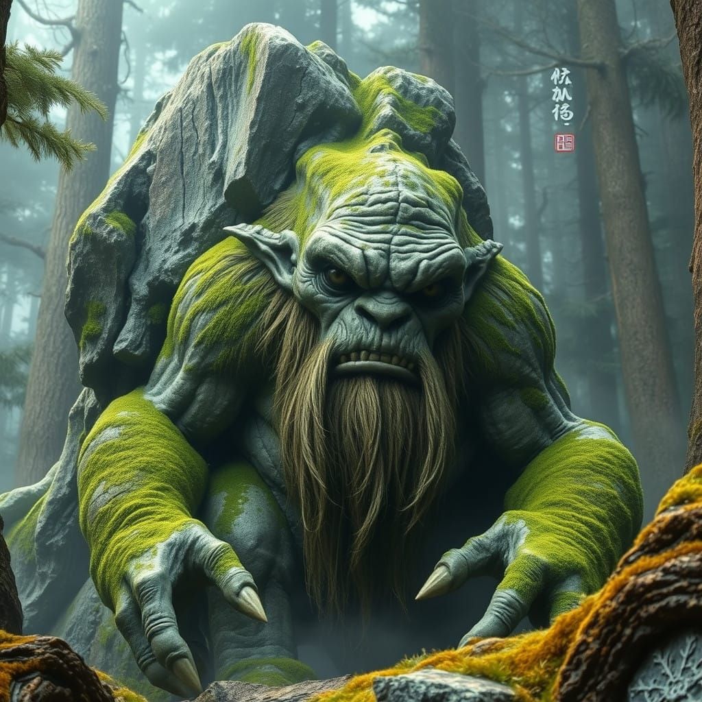 A statue of a troll made of stone. - Ancient Troll Statue in...