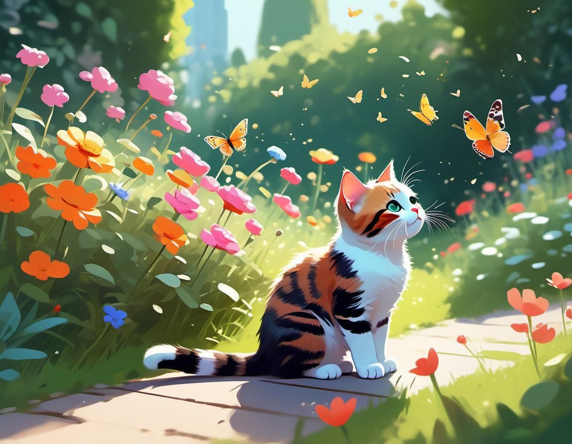 Fluffy, Flowers and Fluttering - AI Generated Artwork - NightCafe Creator