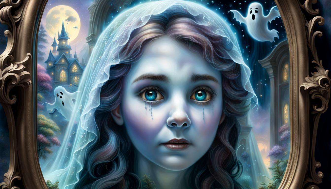 a up close very detailed 3d ghost trapped in a mirror ethereal fantasy ...