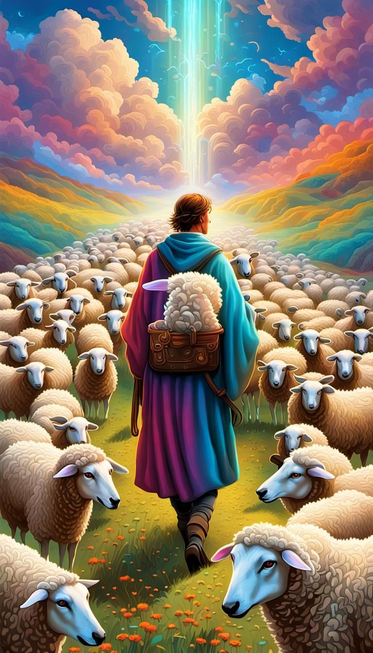 A detailed digital illustration portraying Cyber Shepherd guiding a ...