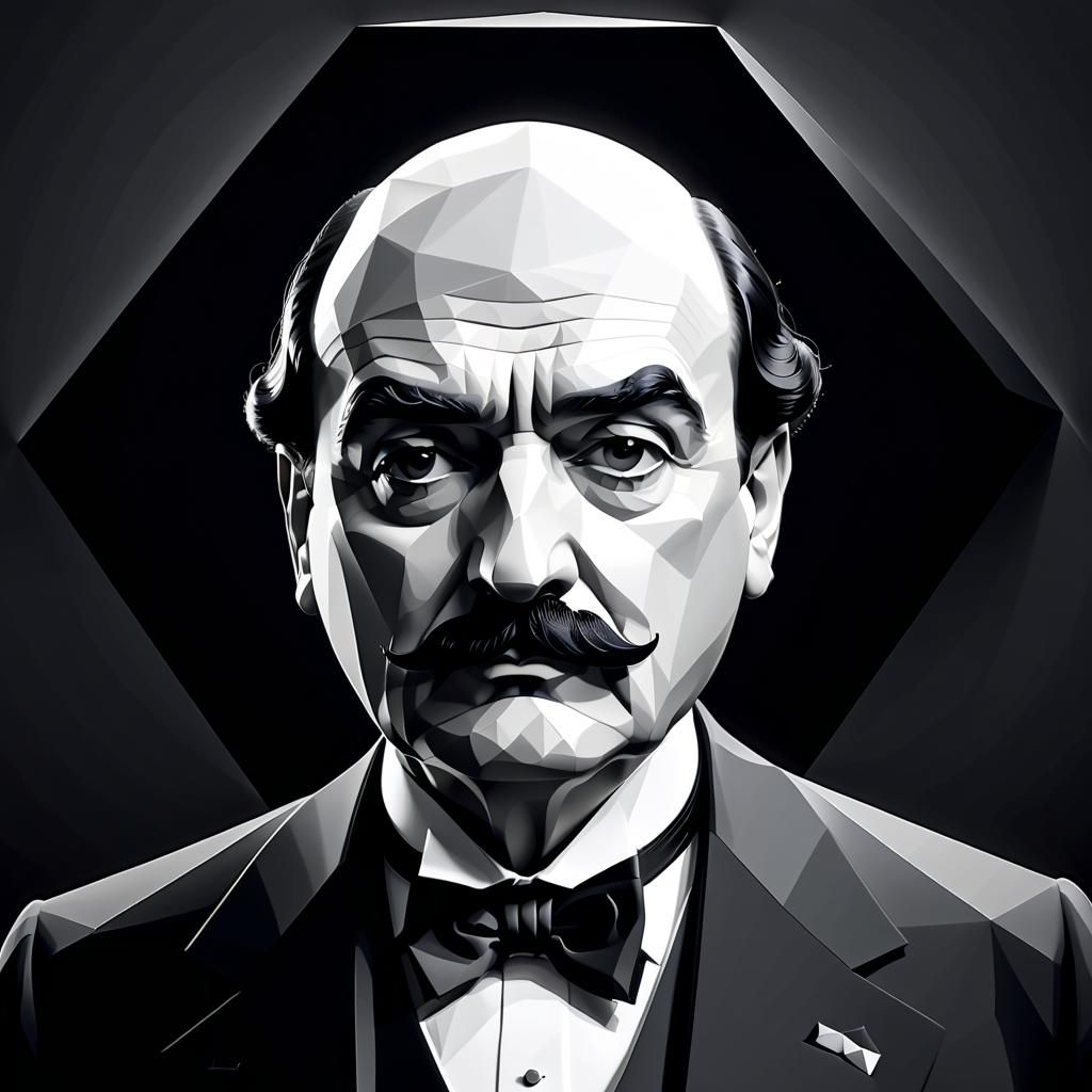 Portrait of Hercule Poirot {low poly: 1.3}minimalism modern art hard ...