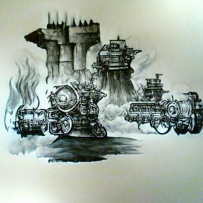 Fantasy engines concept art ink drawing - AI Generated Artwork ...