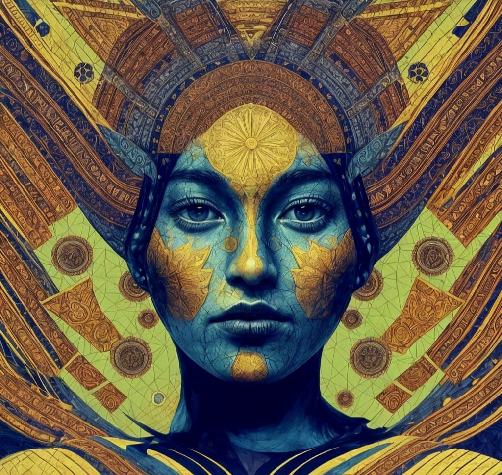 Artistic Portraits Shibori, Vorticism, Iznik tiles.."