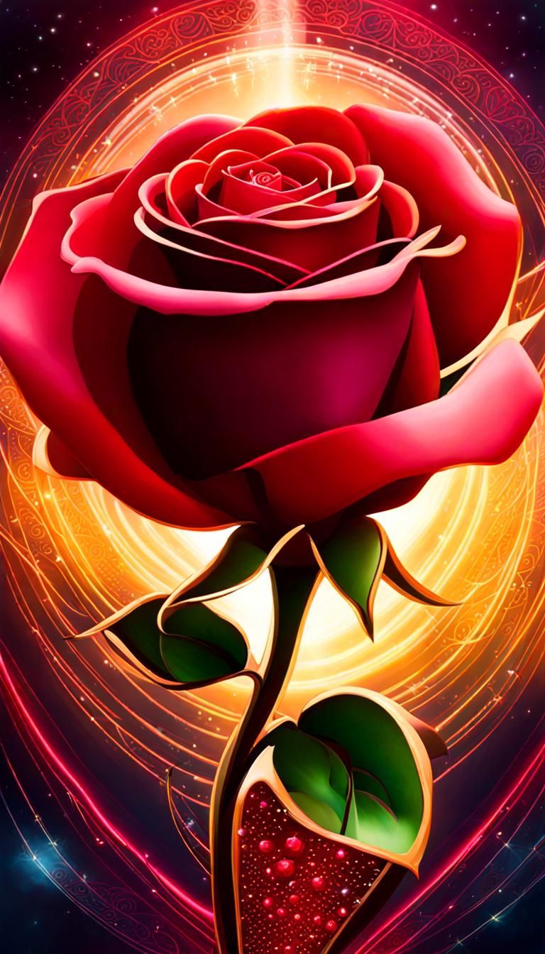 An anthropomorphic red rose wearing an elegant dress - AI Generated ...