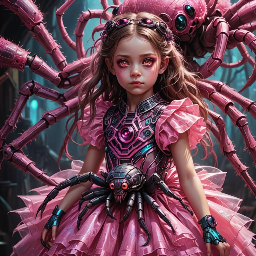 A Girl and Her Pet Cyborg Spiders - AI Generated Artwork - NightCafe ...