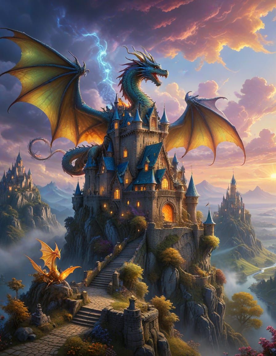 🥊dragon defending a castle - 🥊dragon defending a castle