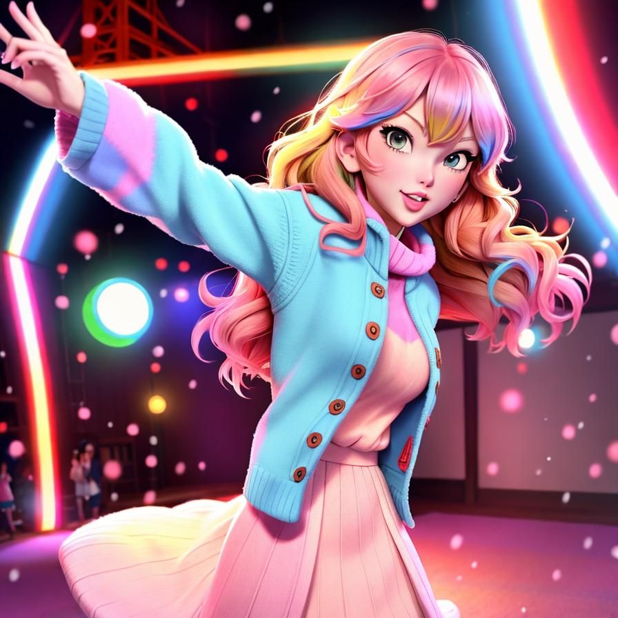 taylor swift anime character studio ghibli colorful warm winter cozy ...