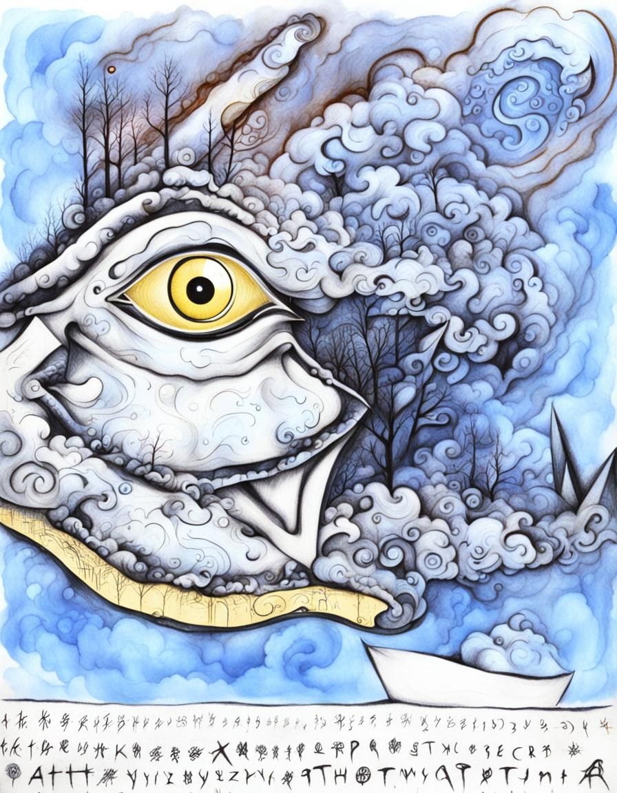 outsider ghotic crisp sharp drawing scribble-art and in the middle a ...