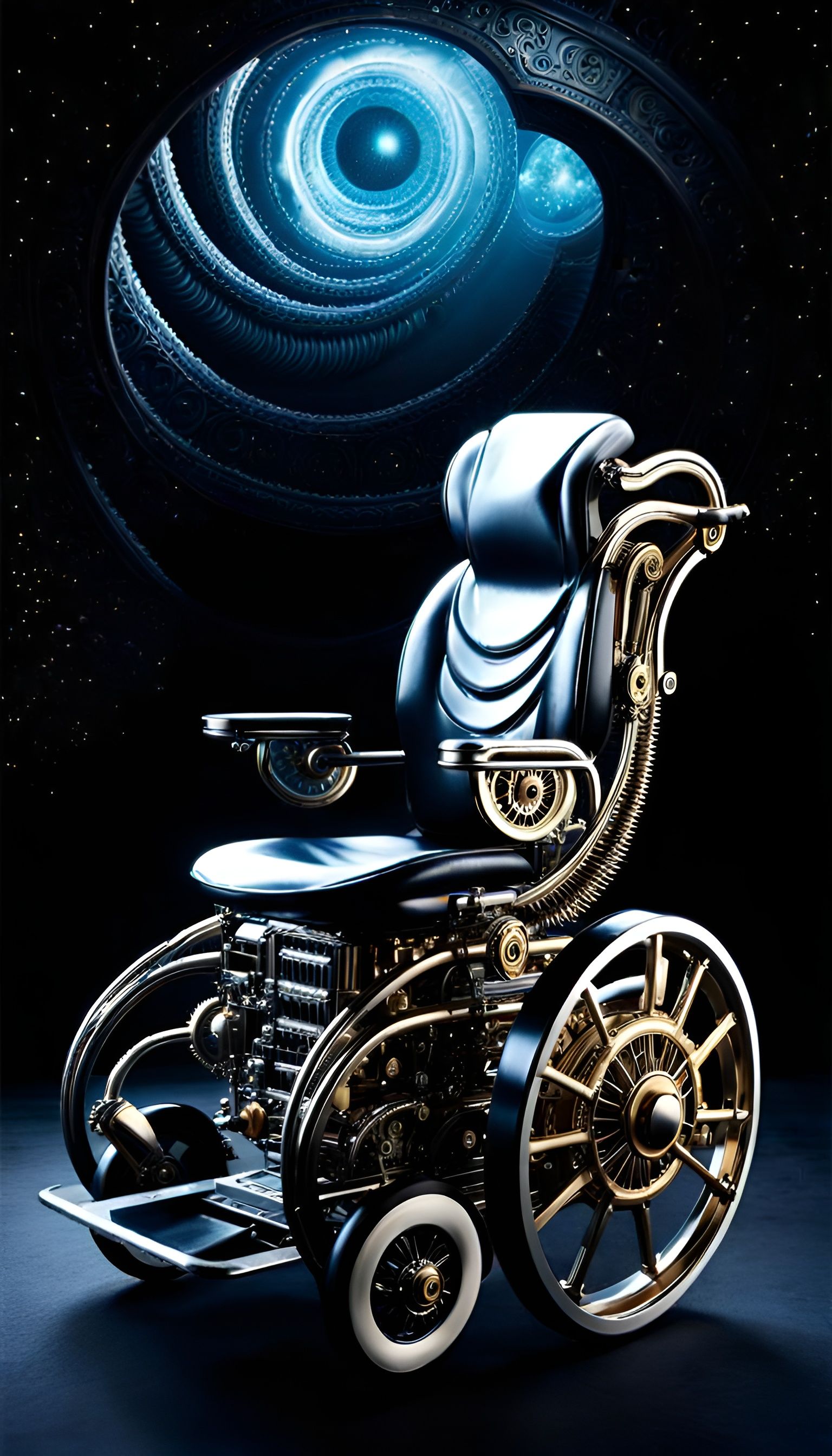 Wheel chair H.R. Giger steampunk,biopunk by Greg Rutkowski Eldritch ...