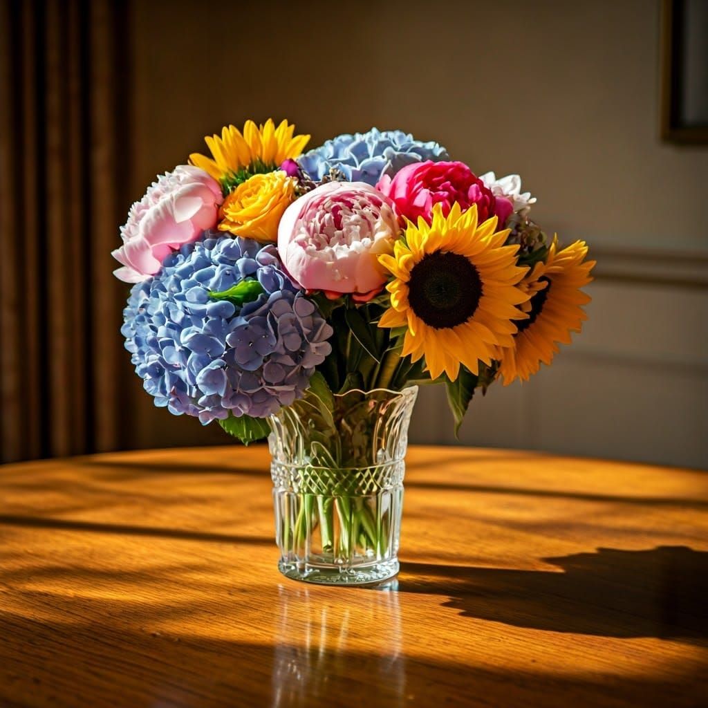 Warm and pleasant atmosphere - Lush Floral Arrangement in Go...