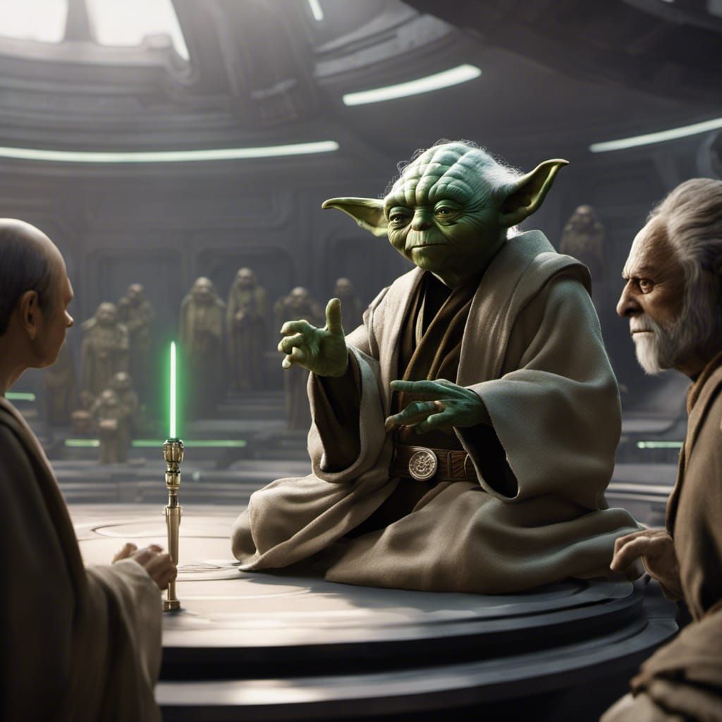 Yoda addressing the Jedi Council located in Alderaan. - AI Generated ...