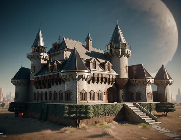 Modern Medieval Retro Castle House suburbs personal Castles intricate ...