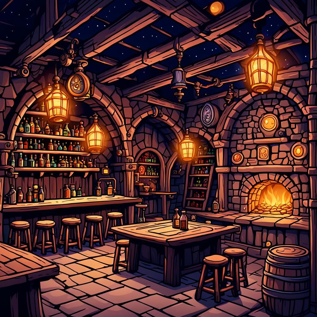An empty fantasy tavern located in the astral plane, multiple ...