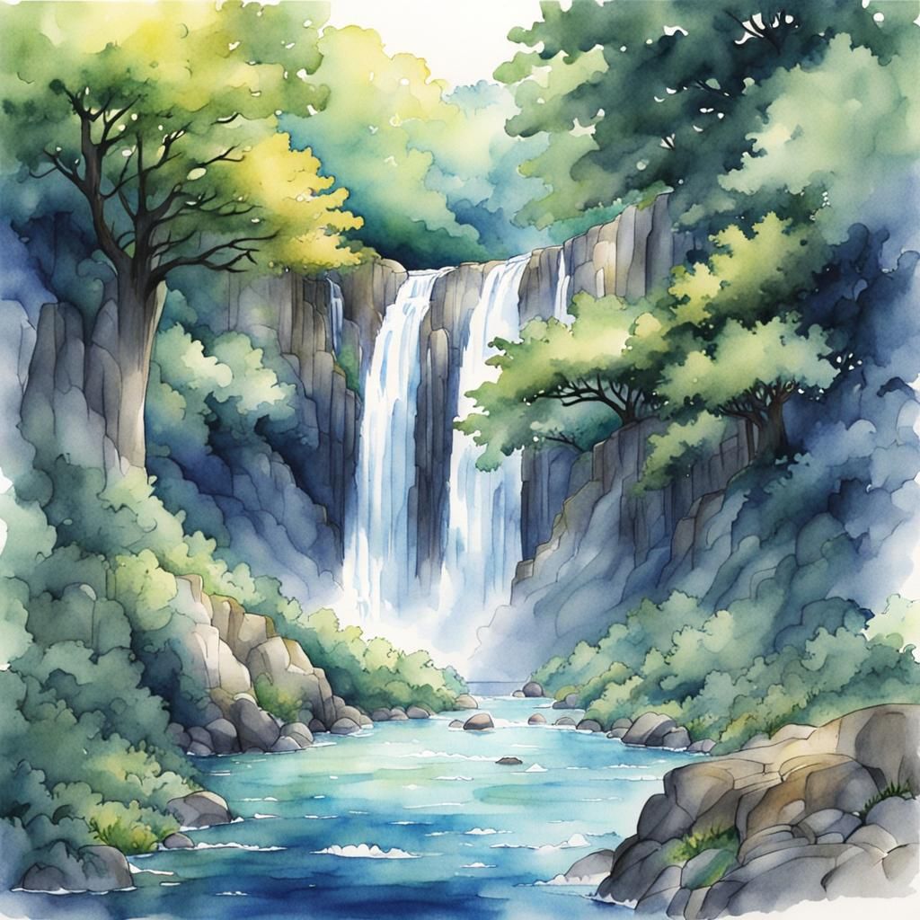 waterfall - AI Generated Artwork - NightCafe Creator