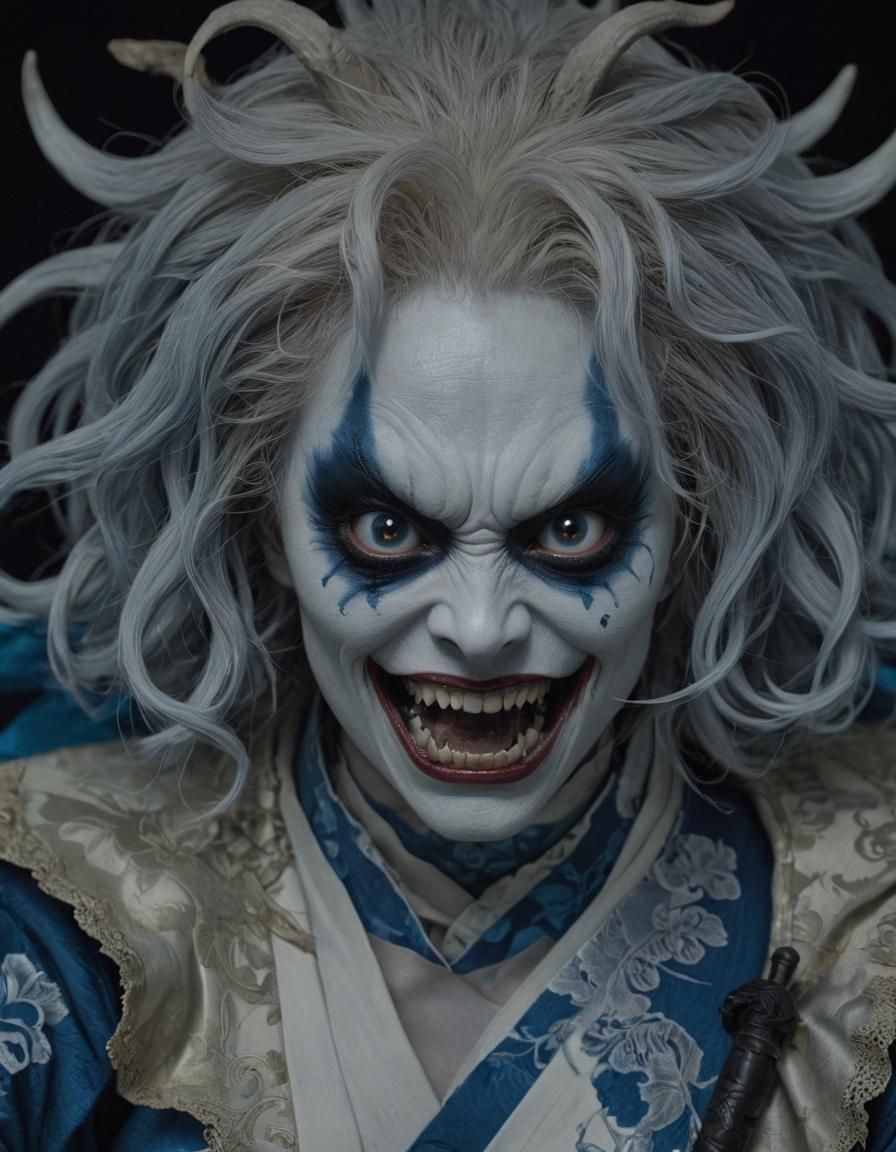 Blue female yokai - AI Generated Artwork - NightCafe Creator