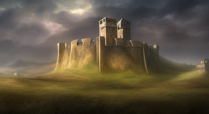 a large medieval fortress built on a lone isolated hill located in a ...