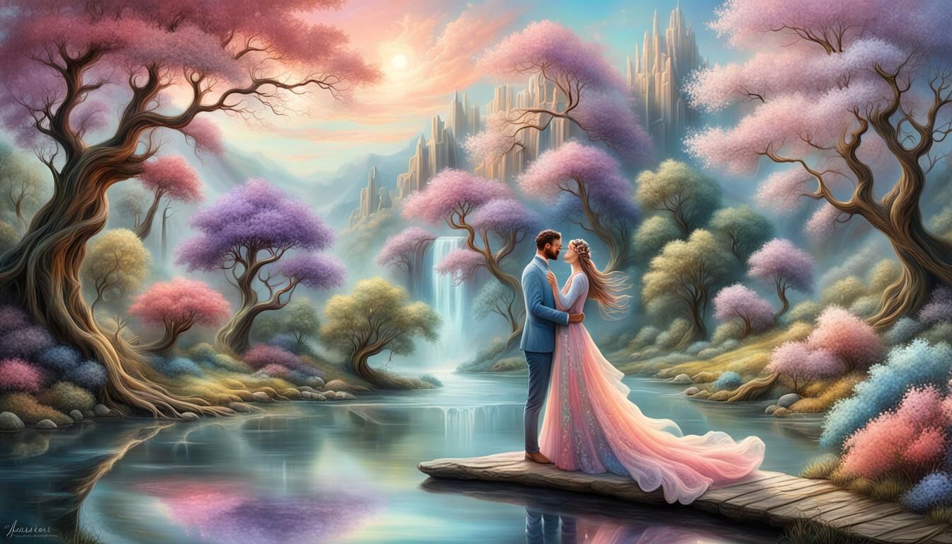 a beautiful couple in love , nature +river+trees+ nicoletta ciccoli ...