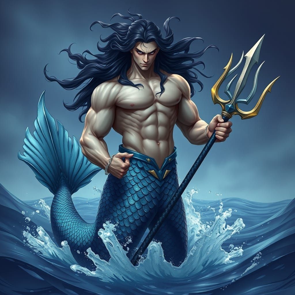 a knight merman - Majestic Merman Soars Through Ocean's Surf...