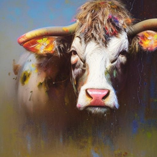 Old grumpy cow - AI Generated Artwork - NightCafe Creator