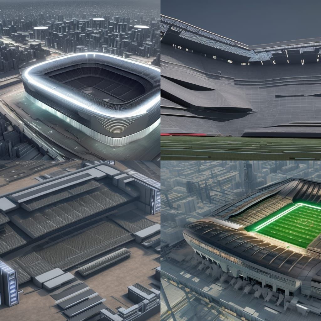 A brutalist, futuristic, ultra-large stadium built for spectating mech ...
