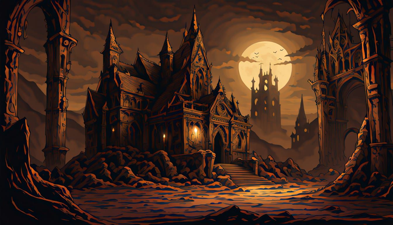 Gothic Eldritch Hound in Crimson Candlelight - AI Art