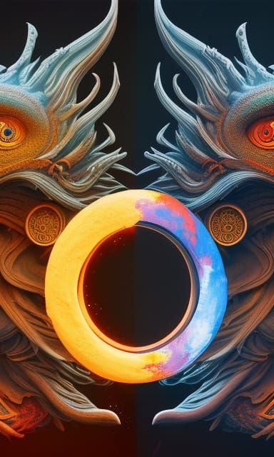 Yin and Yang ang Yang and Yon detailed matte painting, deep color ...