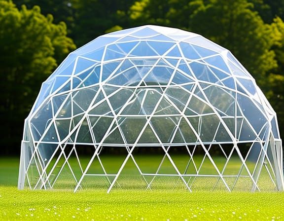 Geodesic Dome by R Buckminster Fuller in an open field - AI Generated ...