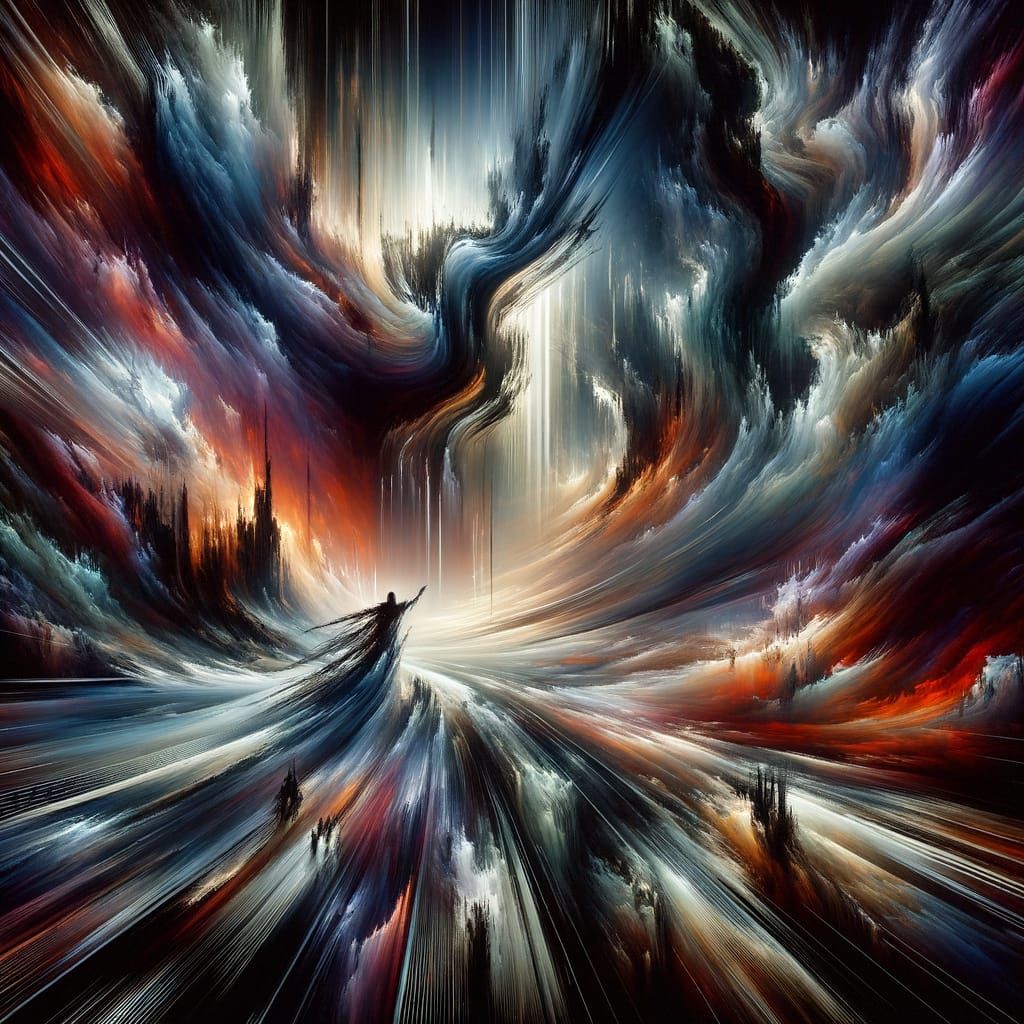 An abstract image embodying emotions and thoughts of desperation, chaos ...