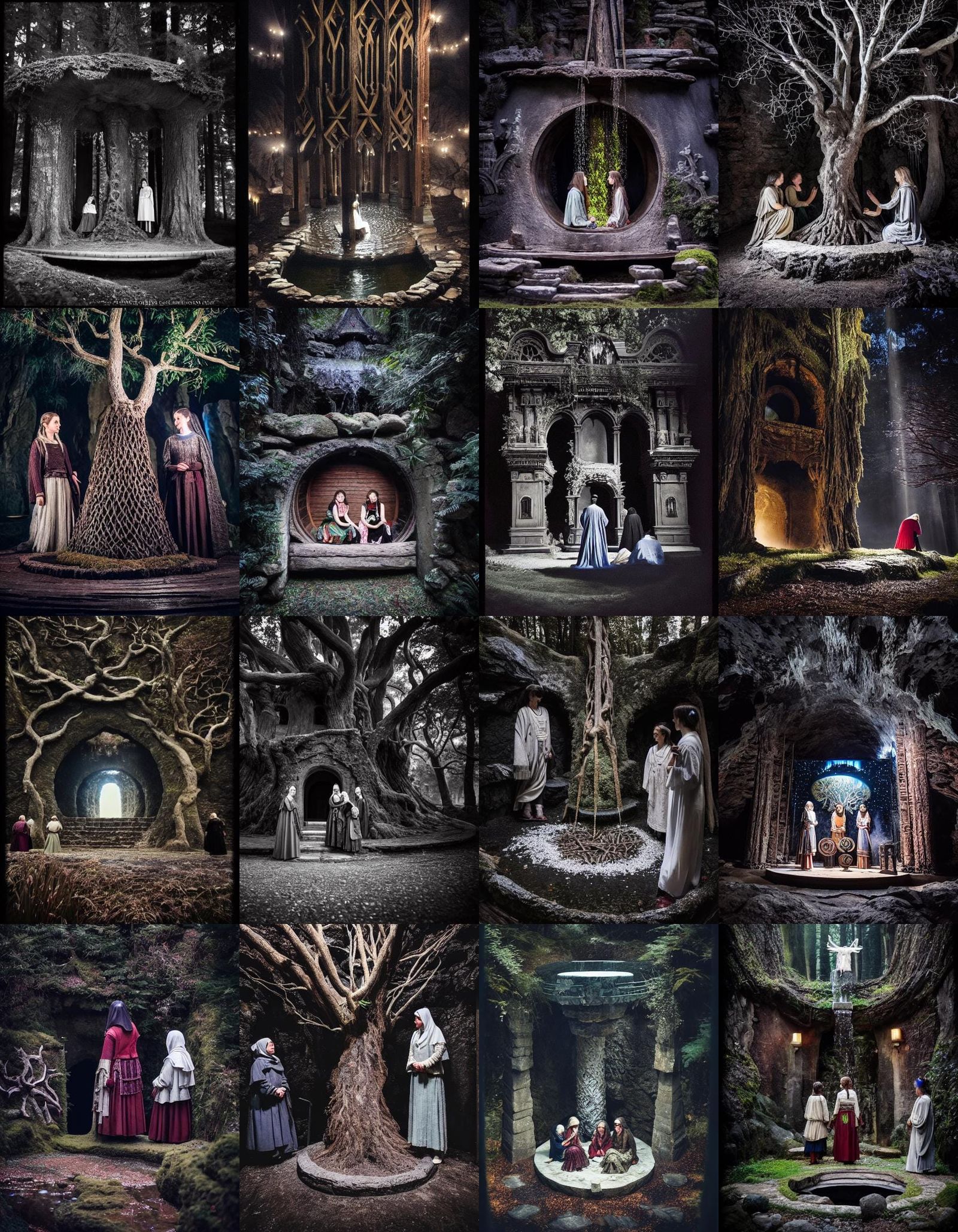 Three Norse Norns at the Foot of Yggdrasil - AI Art