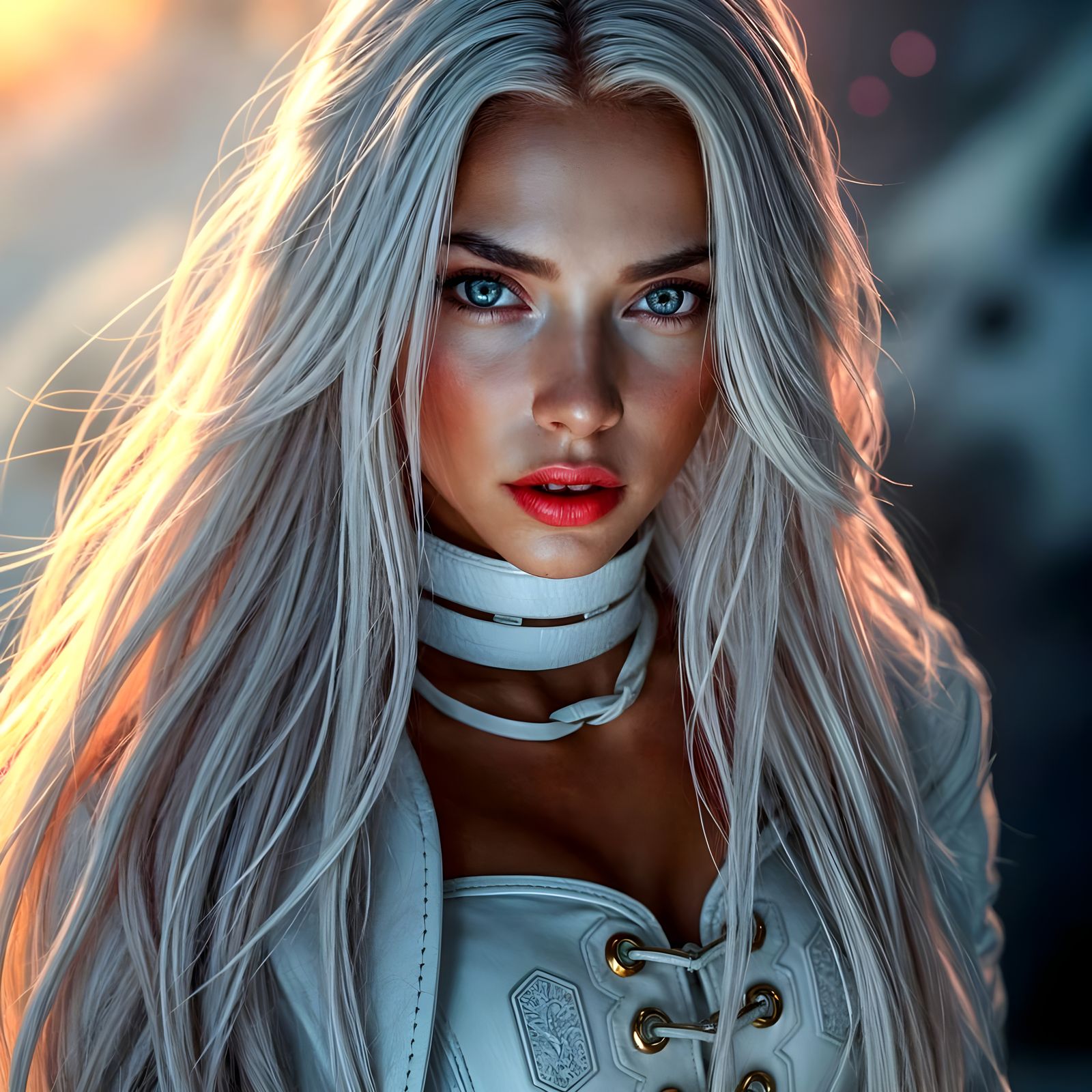 Ethereal Goddess in Luxurious Whites - AI Art