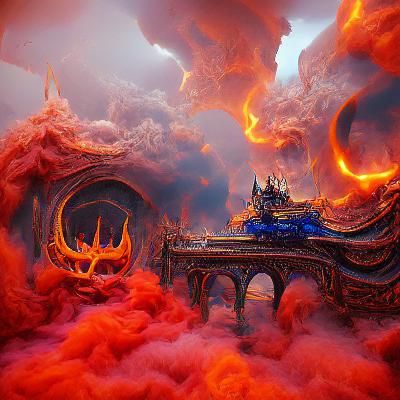 hell Burning Trains and Demons while satin is sitting in a throne of ...