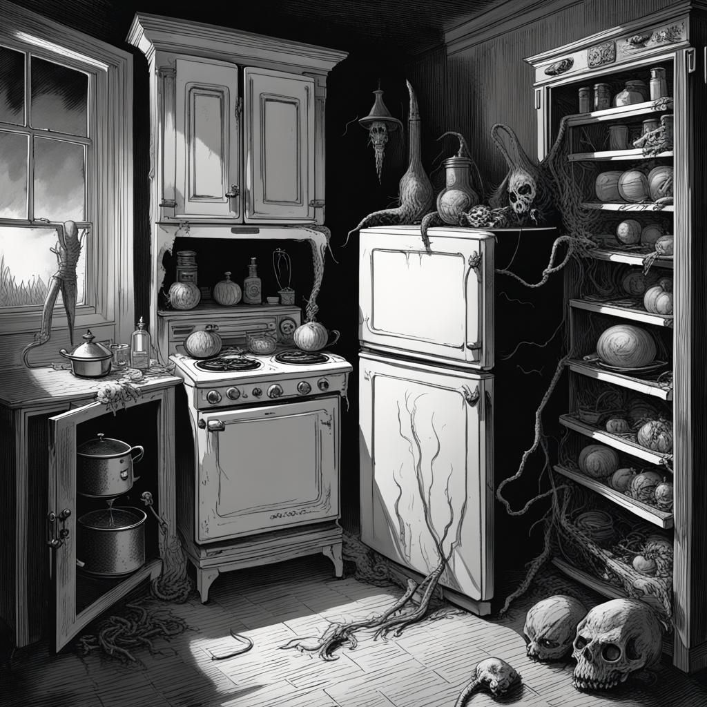 Ghastly ghostly refrigerator, creepy crawly stove, vampire spooky ...