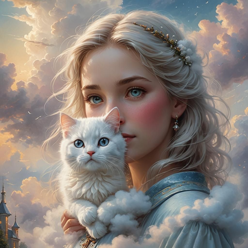 cats clouds girls - AI Generated Artwork - NightCafe Creator