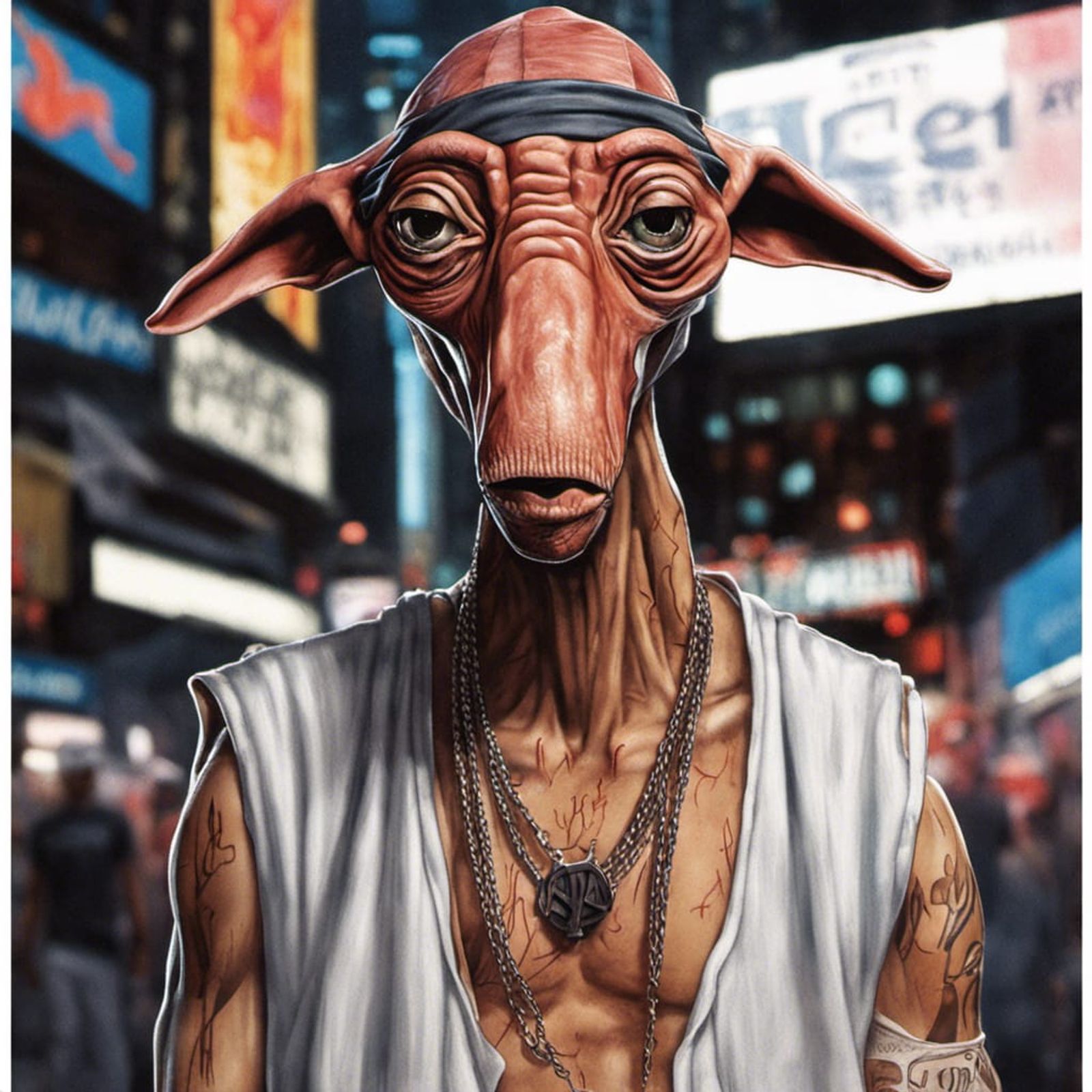 Some weird dobby/star-wars offspring in timesquare - AI Generated ...