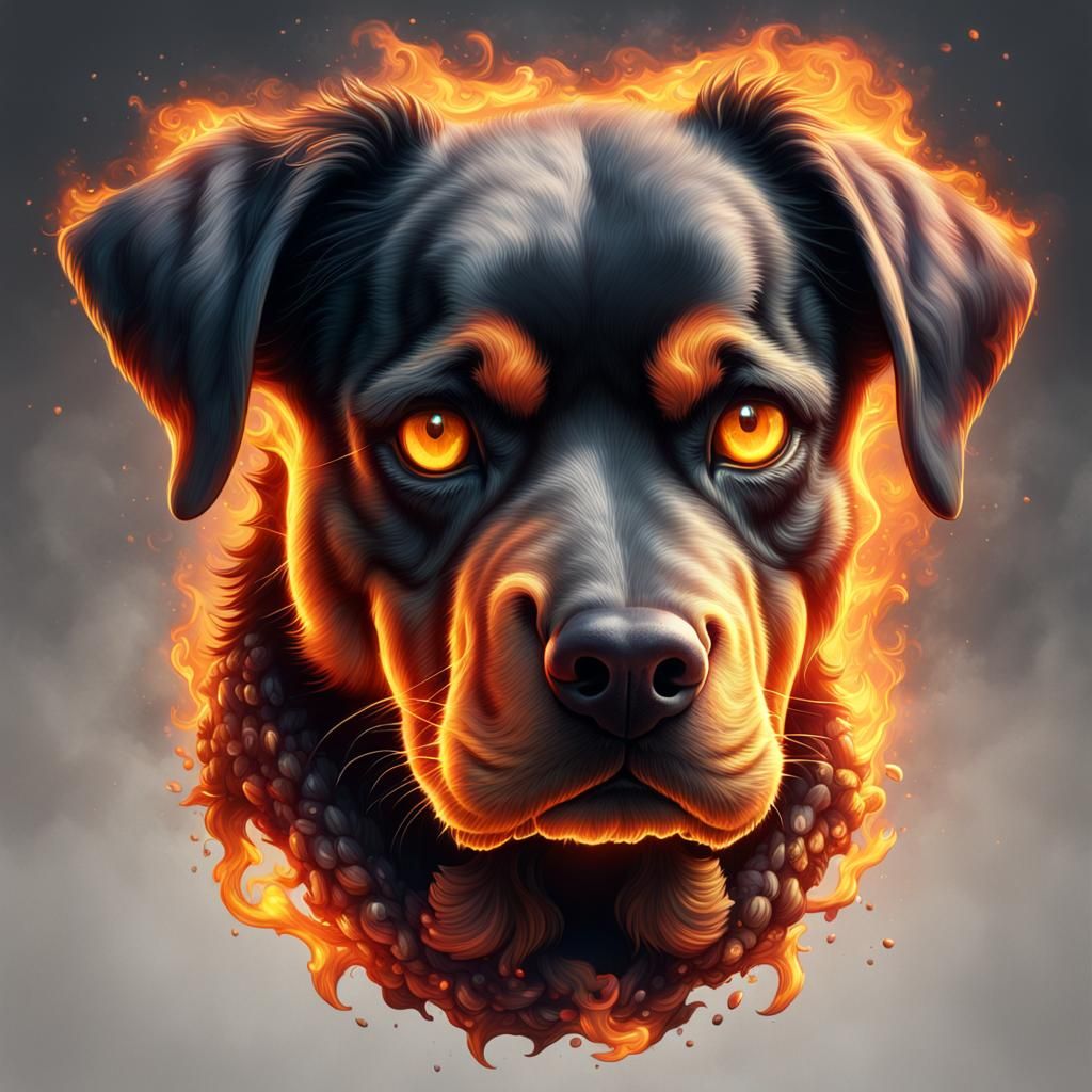 A dog face Firey Portraits - AI Generated Artwork - NightCafe Creator