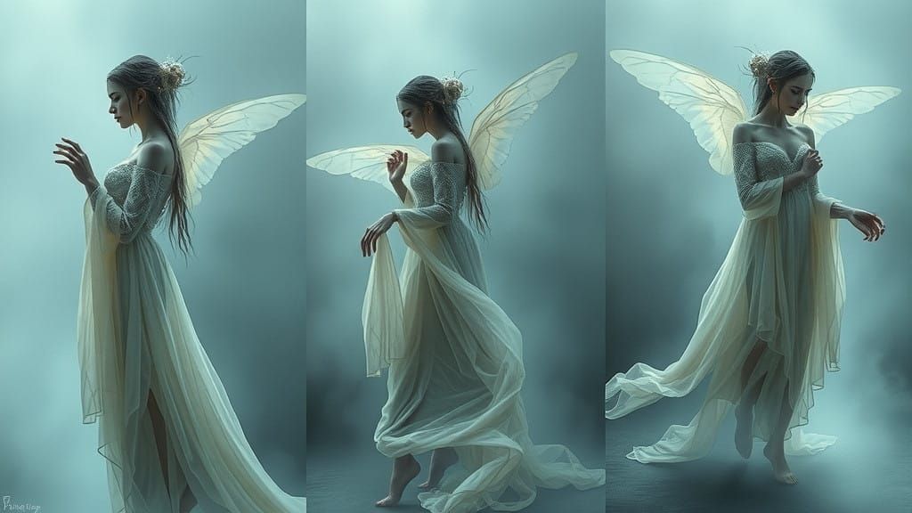 woman ghost character model sheet - Ghostly Woman in Whimsic...