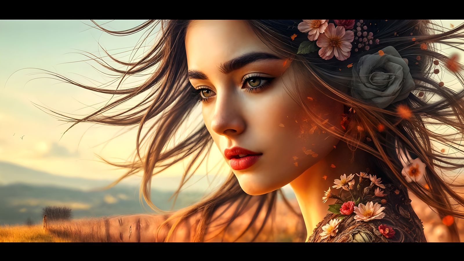 Surreal Double Exposure of a Woman in Vibrant Spri... - AI Art