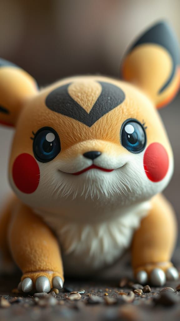 A cheek-puffing pokémon - Close-up Toy Pokémon with Adorable...