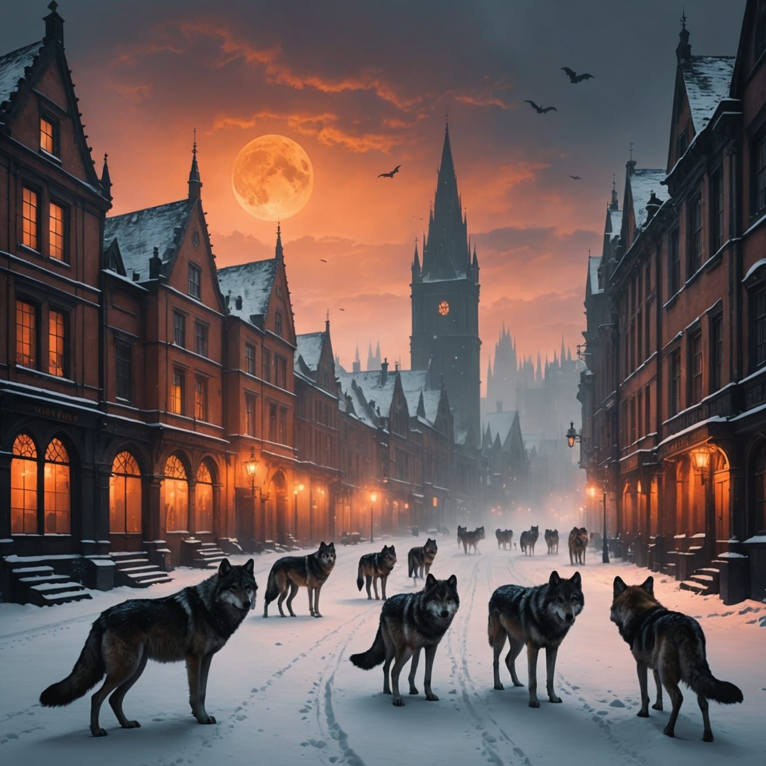 Wolf City - AI Generated Artwork - NightCafe Creator