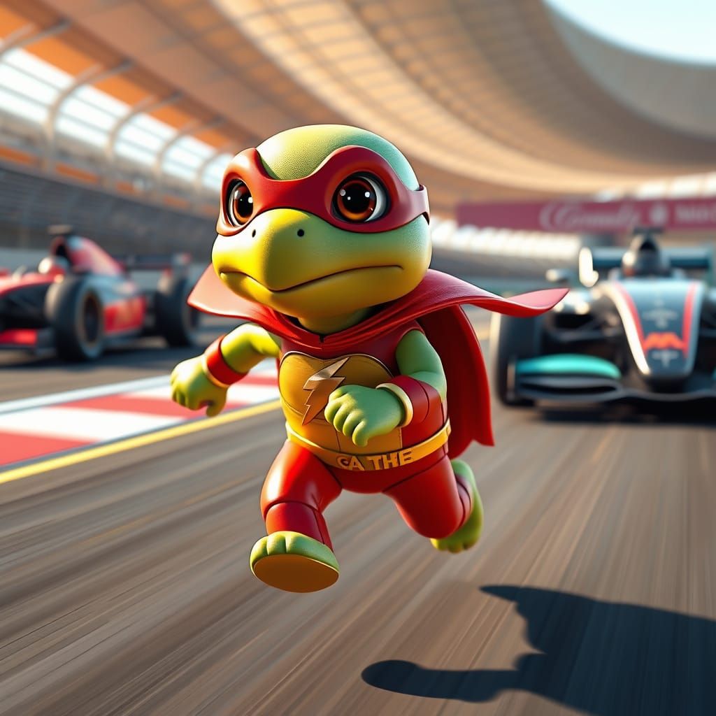 Adorable Flash Turtle Zooms on F1 Track