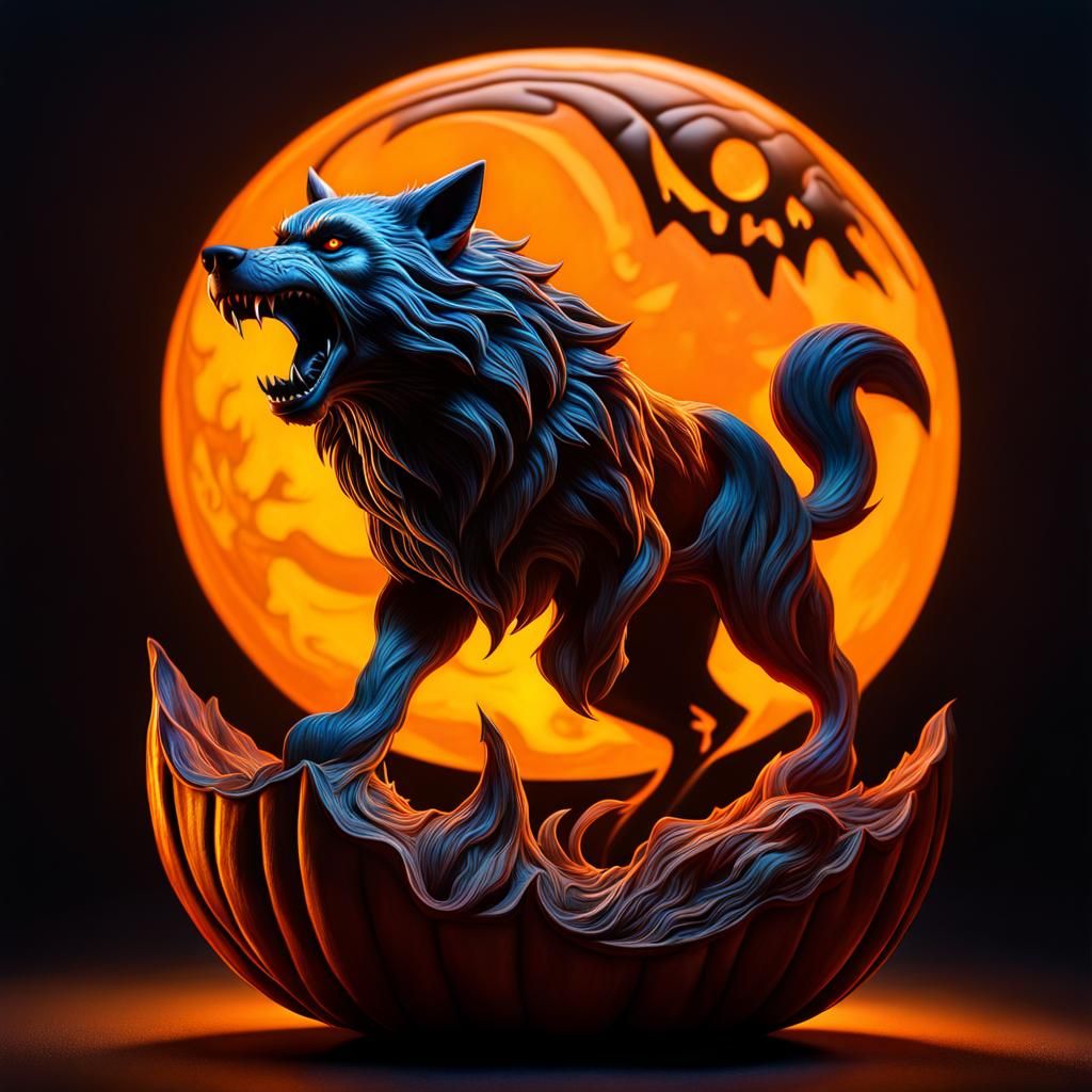 Werewolf pumpkin carving - AI Generated Artwork - NightCafe Creator